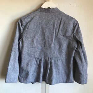 LOFT | Jackets & Coats | Loft Light Blue Linen Cotton Ruffle Trim ...